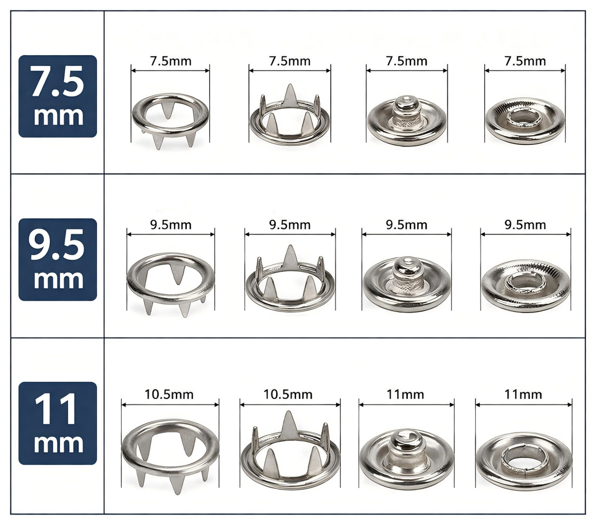 Open Ring Snap Fasteners Open-Ring Grip Snaps Prong Snaps Bebeto Snaps ...