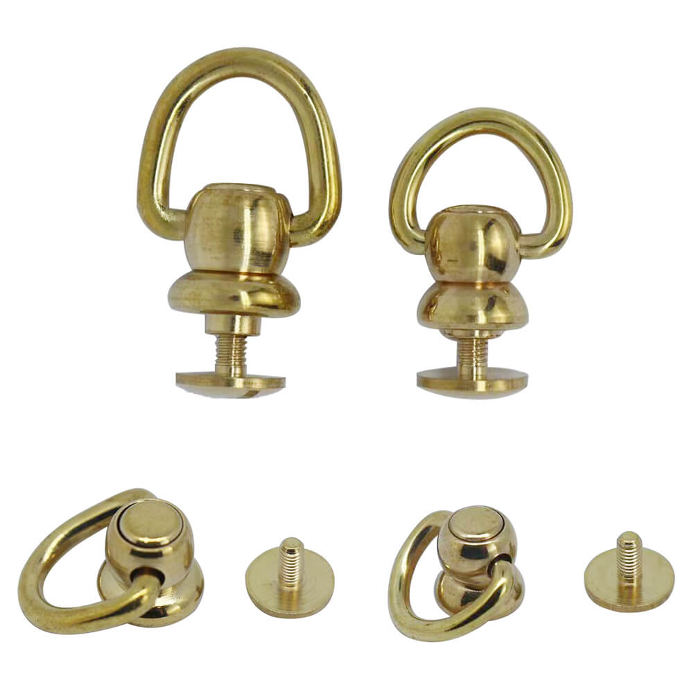 Solid Brass Chain Connector screw back rivet with ring Brass Rivet ...