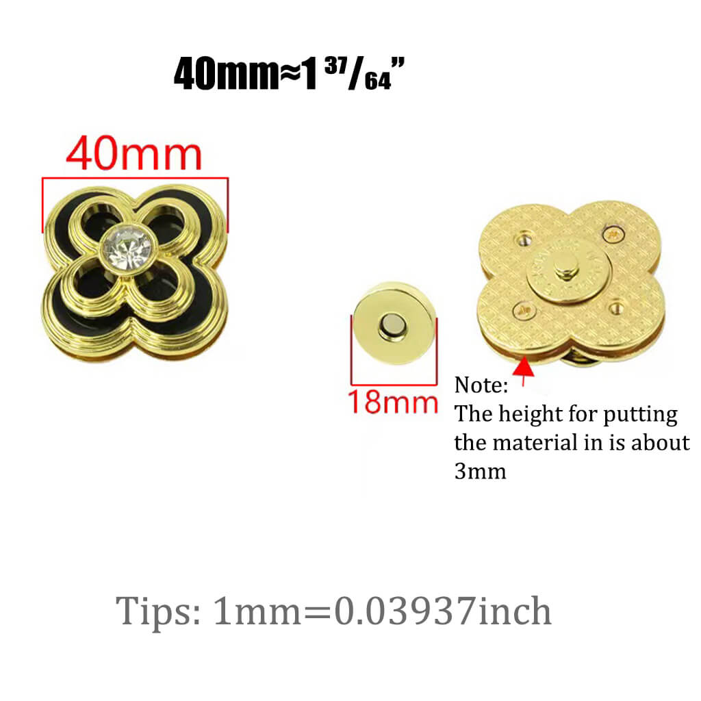 Rhinestone Flower Magnetic Snaps Magnetic Purse Lock Magnetic Purse ...