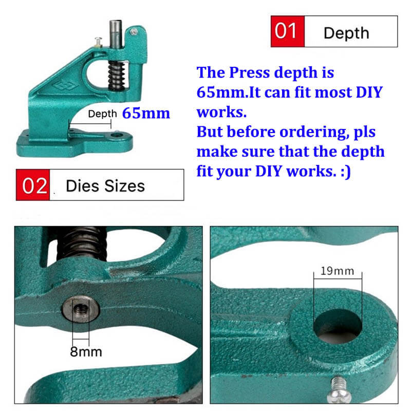 Hand Press Snap Setter Hand Press Machine Grommet Tool Kit Rivet Press ...